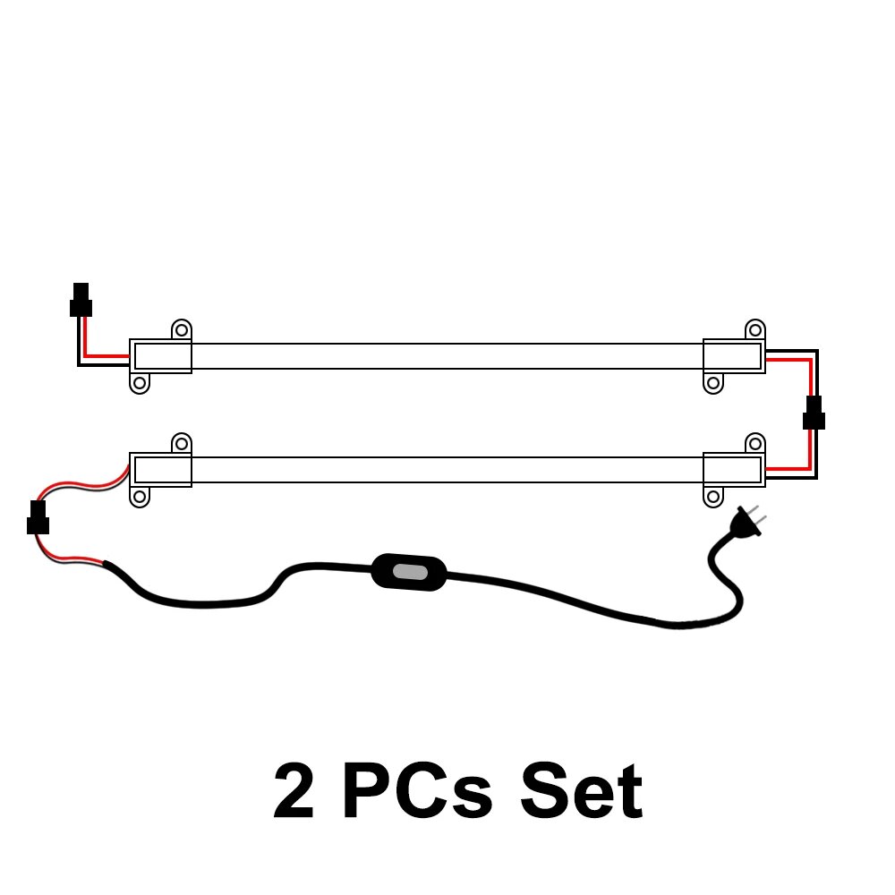 Светодиодная лента TRANYTON 50 см 72 LEDs тёплый свет 2Pcs, Transparent Cover, White