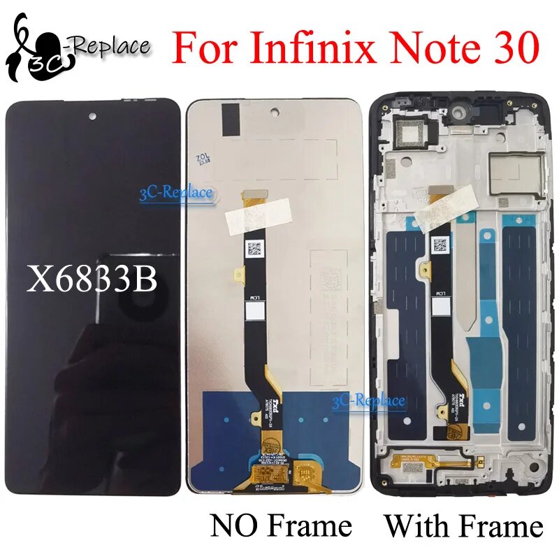 Черный 6,78-дюймовый ЖК-дисплей с сенсорным экраном и дигитайзером в сборе для Black With Frame