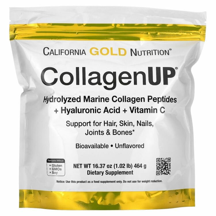 100% iHerb -Морской коллаген California Gold Nutrition "CollagenUp" 464 гр