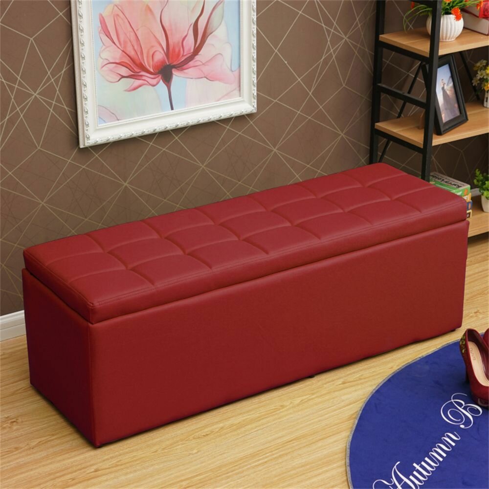 Мягкая скамья с системой хранения, легко чистящаяся кожаная поверхность, 60х40х40 см