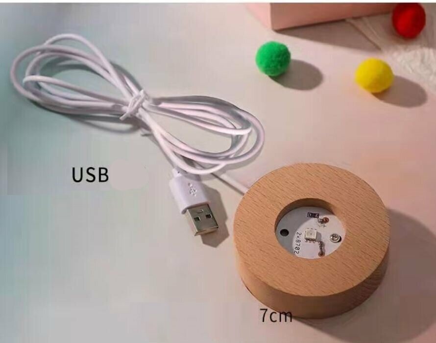 Ночник светильник 3D хрустальный шар 8см. Солнечная система Галактика/Самый лучший и креативный подарок/питание USB/Блок питания в комплект не входит