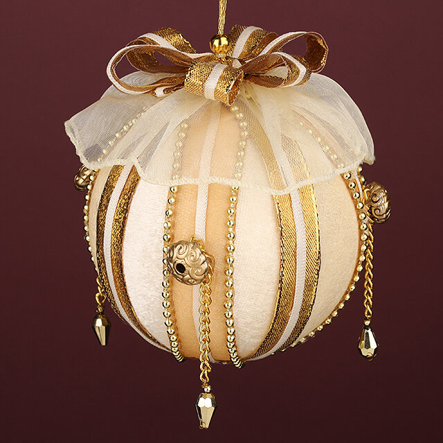 Винтажный елочный шар Фумарола 10 см кремовый, Winter Deco, 2007287