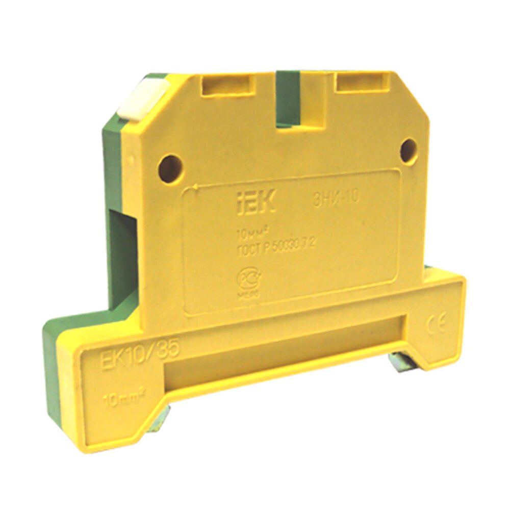 Клеммный зажим IEK на DIN-рейку ЗНИ-16 PEN желто-зеленый