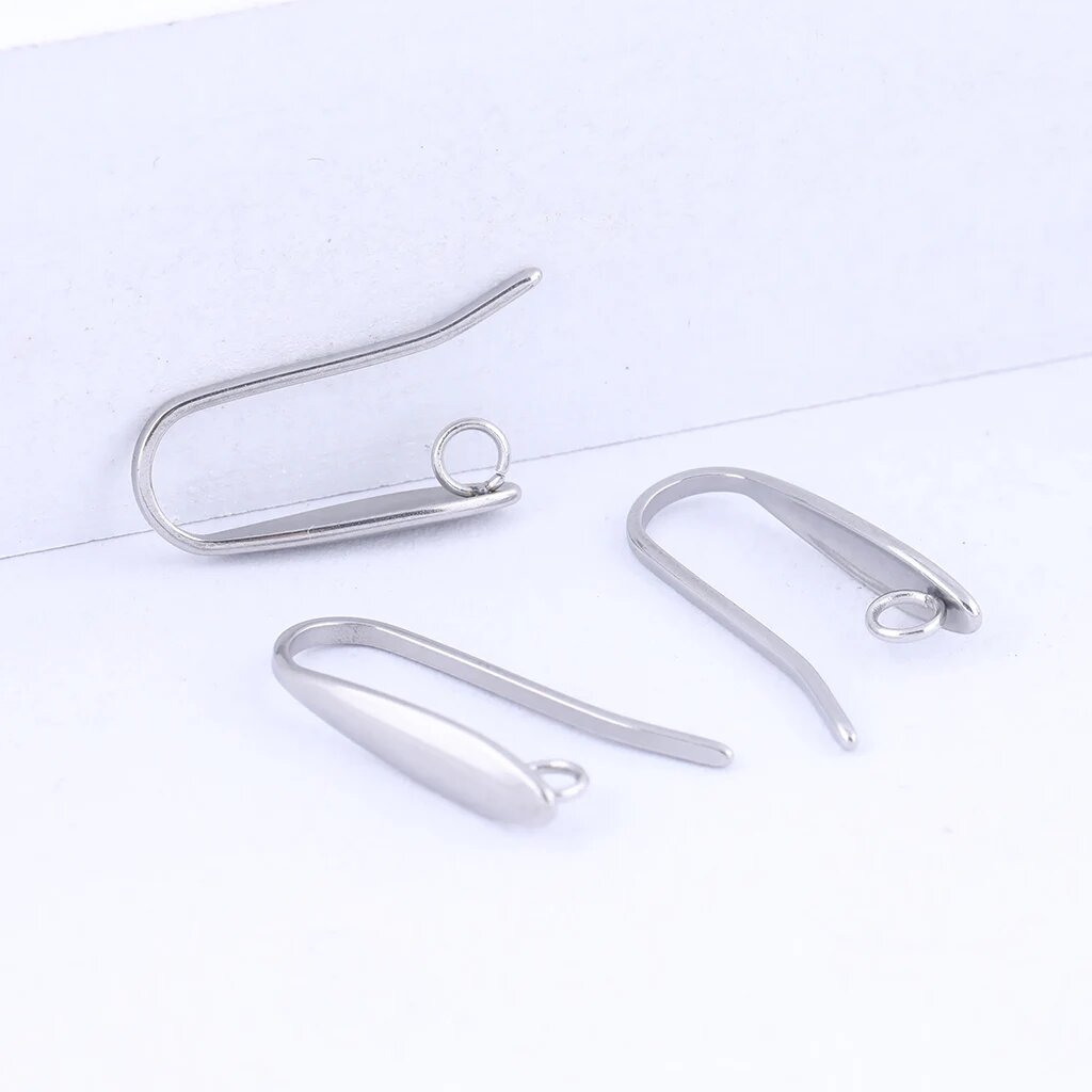 Крючки для сережек из нержавеющей стали, steel color, 40 шт.