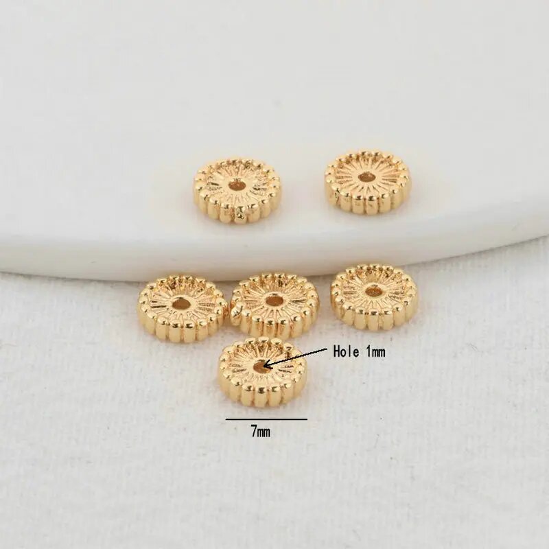 Бусины Florainer Tina, 7 мм, 20 шт, латунь, цвет 14K Gold