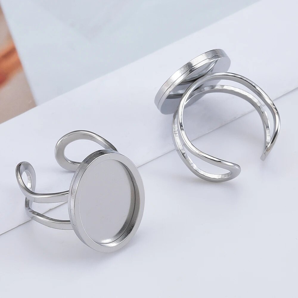Кольца-заготовки из нержавеющей стали, 13x18mm, Silver, 4шт