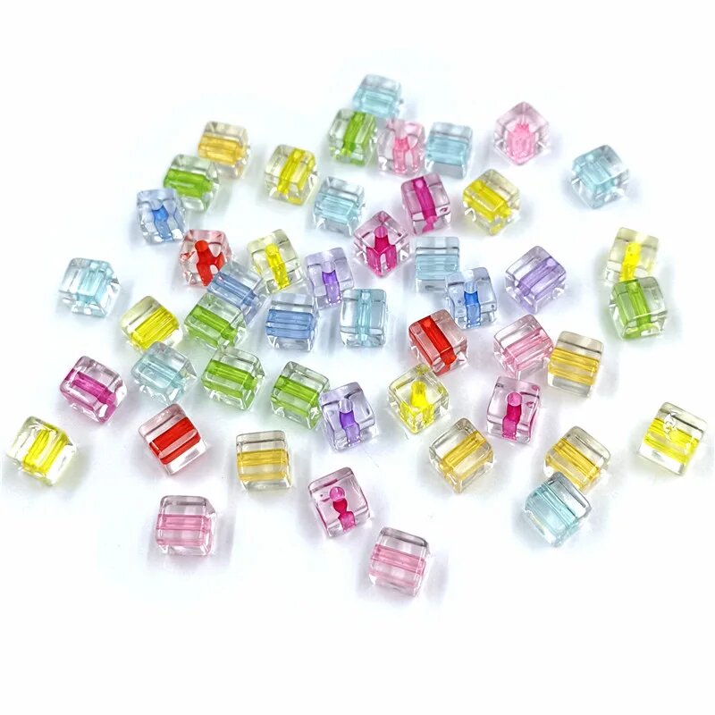 Акриловые бусины квадратные Mixed color 8 мм 20 шт
