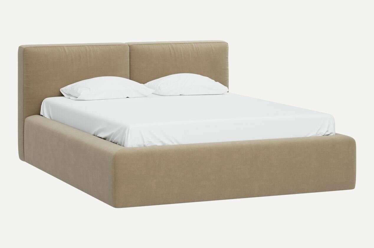 Кровать двуспальная 180x200 Divan.ru Фостер Soft Toffe 233x206x94 см, велюр, бежевый