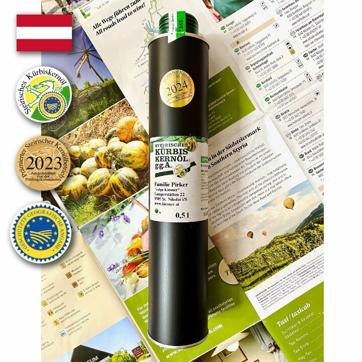 Штирийское нерафинированное тыквенное масло Pirker, органическое 0.5л
