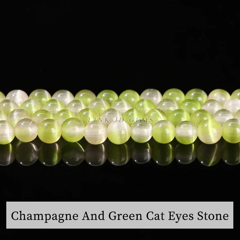Каменные бусины кошачий глаз розовые и зеленые Champagne And Green