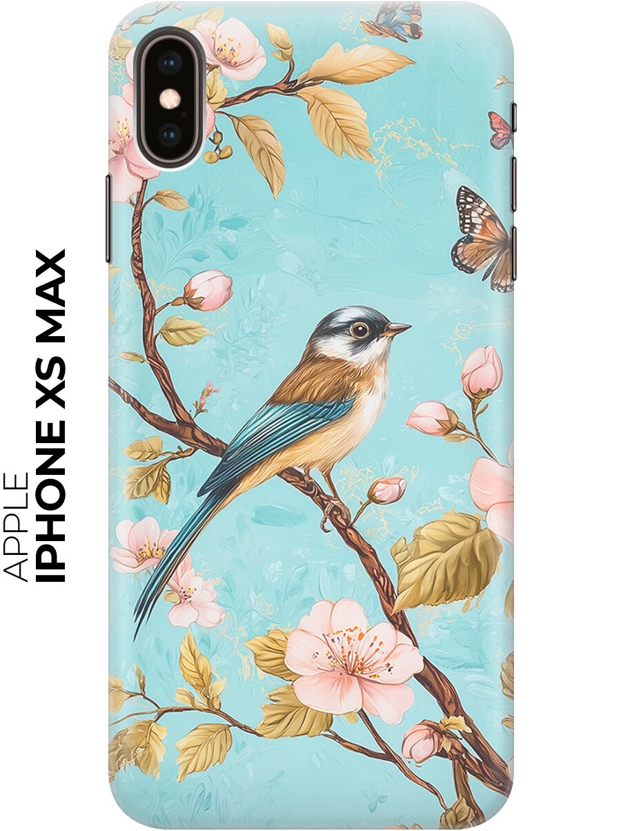 Силиконовый чехол на Apple iPhone XS Max с принтом "Птичка-синичка"