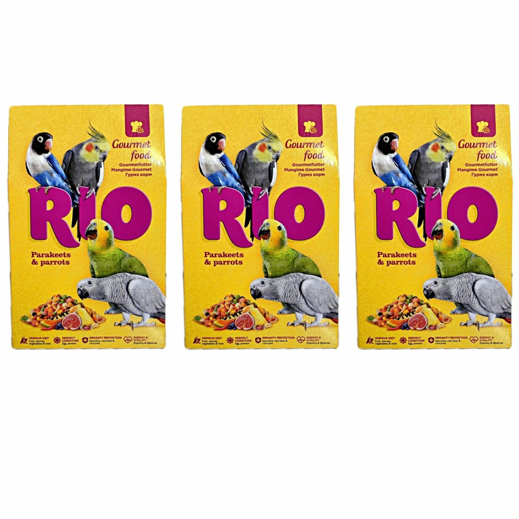 RIO Корм для средних и крупных попугаев Гурмэ, 250 г, 3 уп