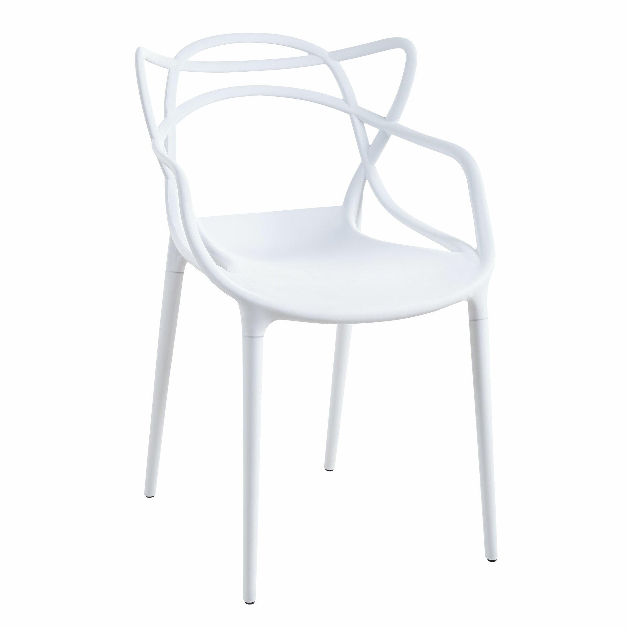 Стул пластиковый белый, Джой садовый для кухни и дома, набор 4 шт