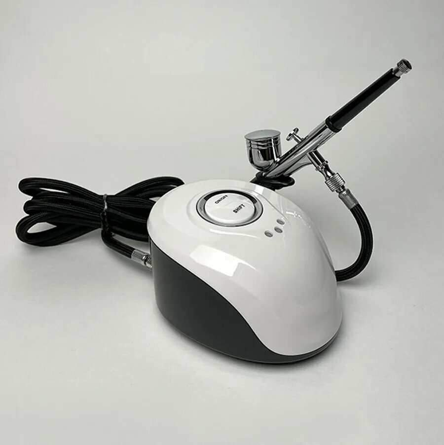 Аэрограф с компрессором, сопло 0.2 мм, регулировка давления воздуха, давление 25