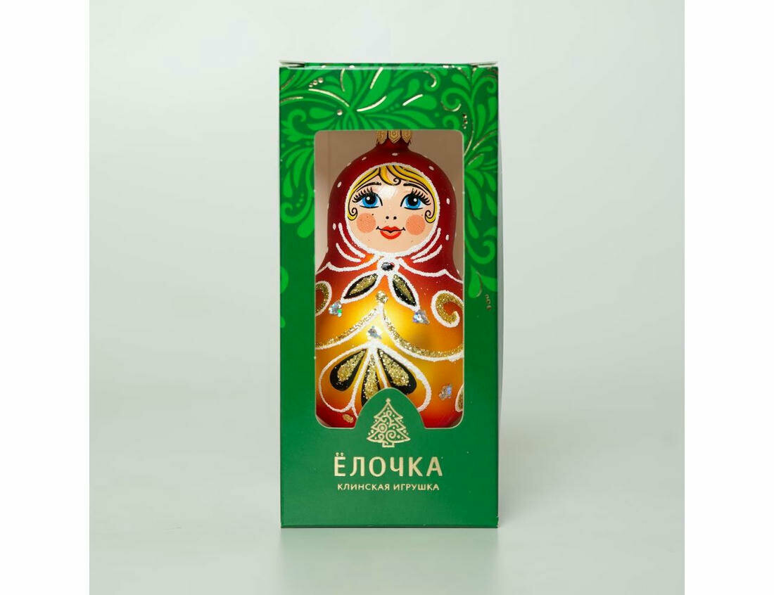 Ёлочная игрушка, краснозолотая, 80 мм, стекло, Елочка