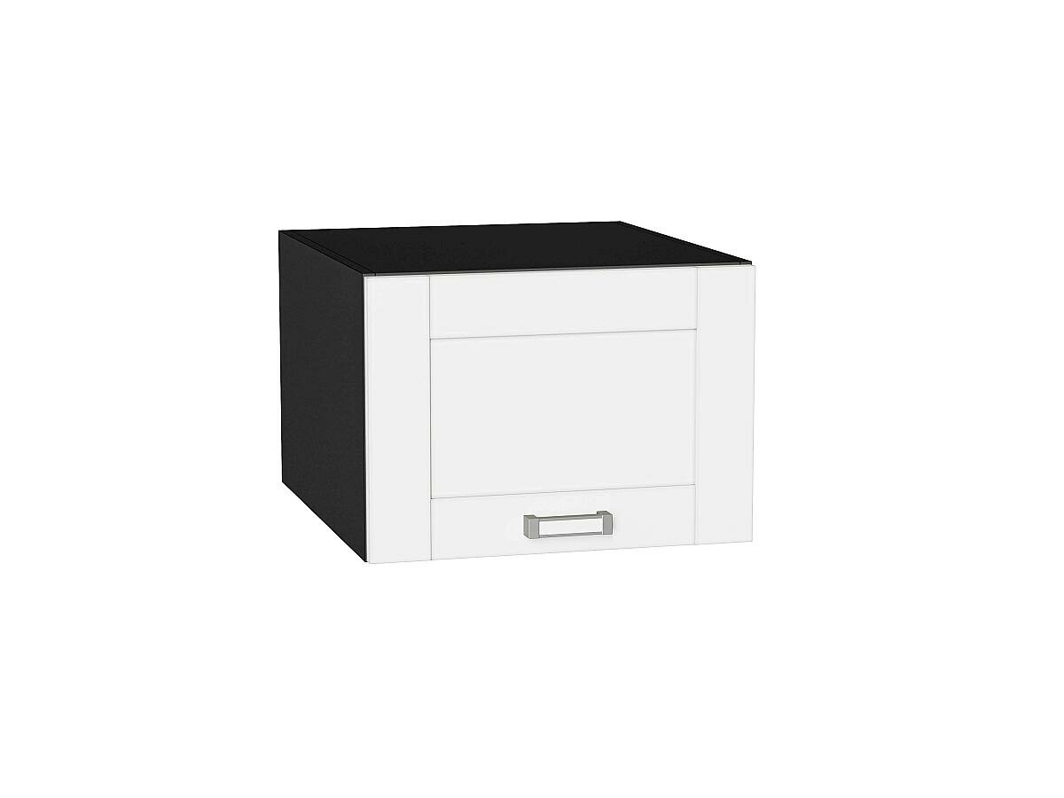 Шкаф верхний горизонтальный глубокий Лофт, цвет фасада White Silk, цвет каркаса Graphite, 358*500*576 мм