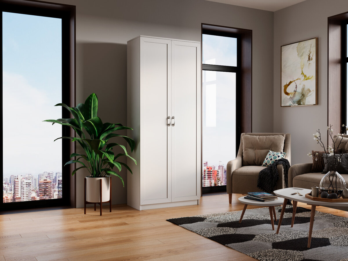 Шкаф распашной Стелла-23 Белый для одежды двухдверный 90*220*40