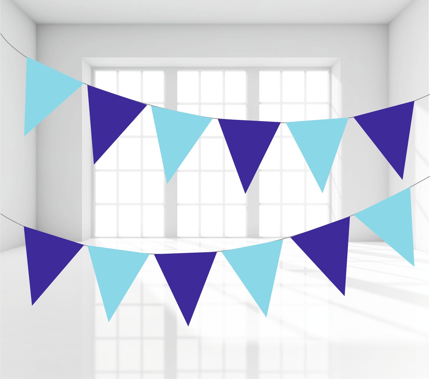 Гирлянда-вымпел Голубой- Синий, 14 вымпелов для украшения интерьера