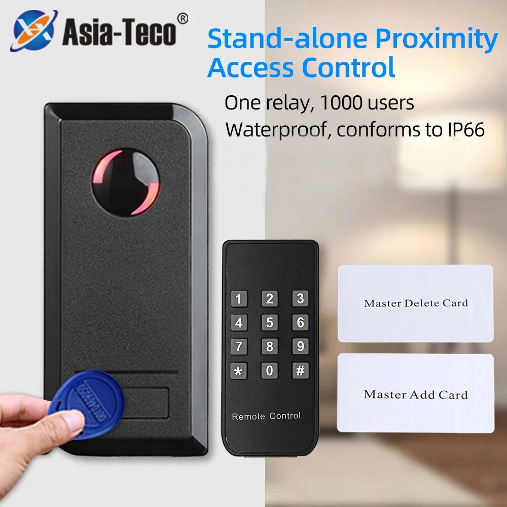 Автономный Водонепроницаемый RFID кардридер IP66, постоянный ток 9-18 в, 125 кГц, регулируемое реле для системы контроля доступа, 1000 пользователей