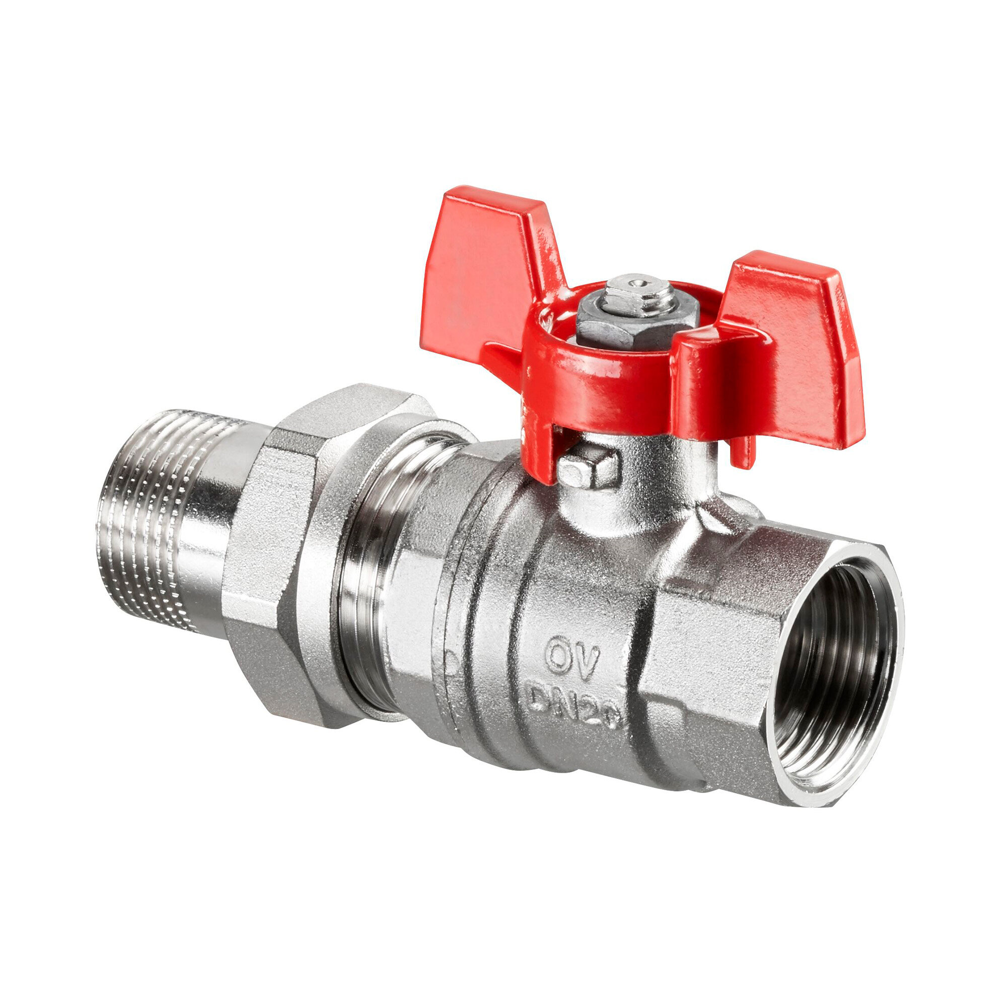 Шаровой кран Oventrop Optibal DN 32, с американкой, НР-ВР, рукоятка бабочка