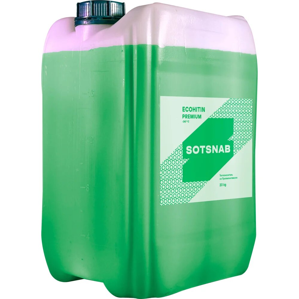 Теплоноситель SotSnab сотснаб Экохитин Премиум -30 на основе пропиленгликоля 20 кгТЭПЗел-30.20, 2020г, Цельсия