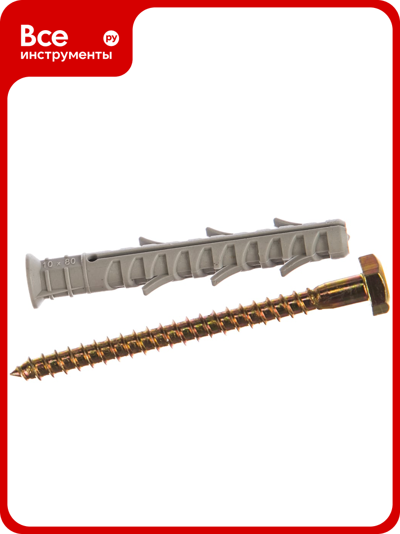 Фасадный дюбель 10х80, 6шт- пакет Tech-Krep TSX-S 127599