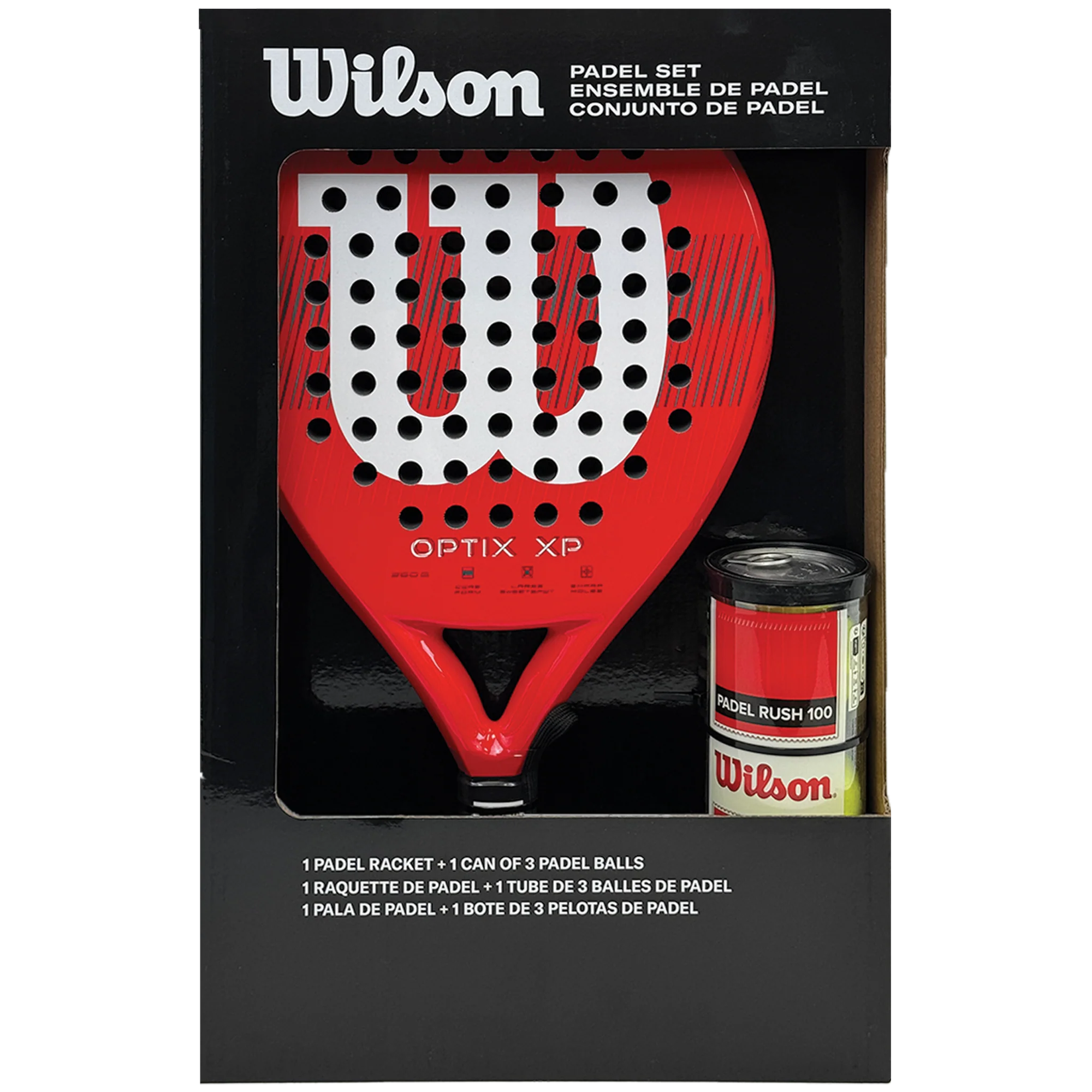 Набор для падел-тенниса Wilson Optix XP Padel Kit Box Red: ракетка + 3 мяча