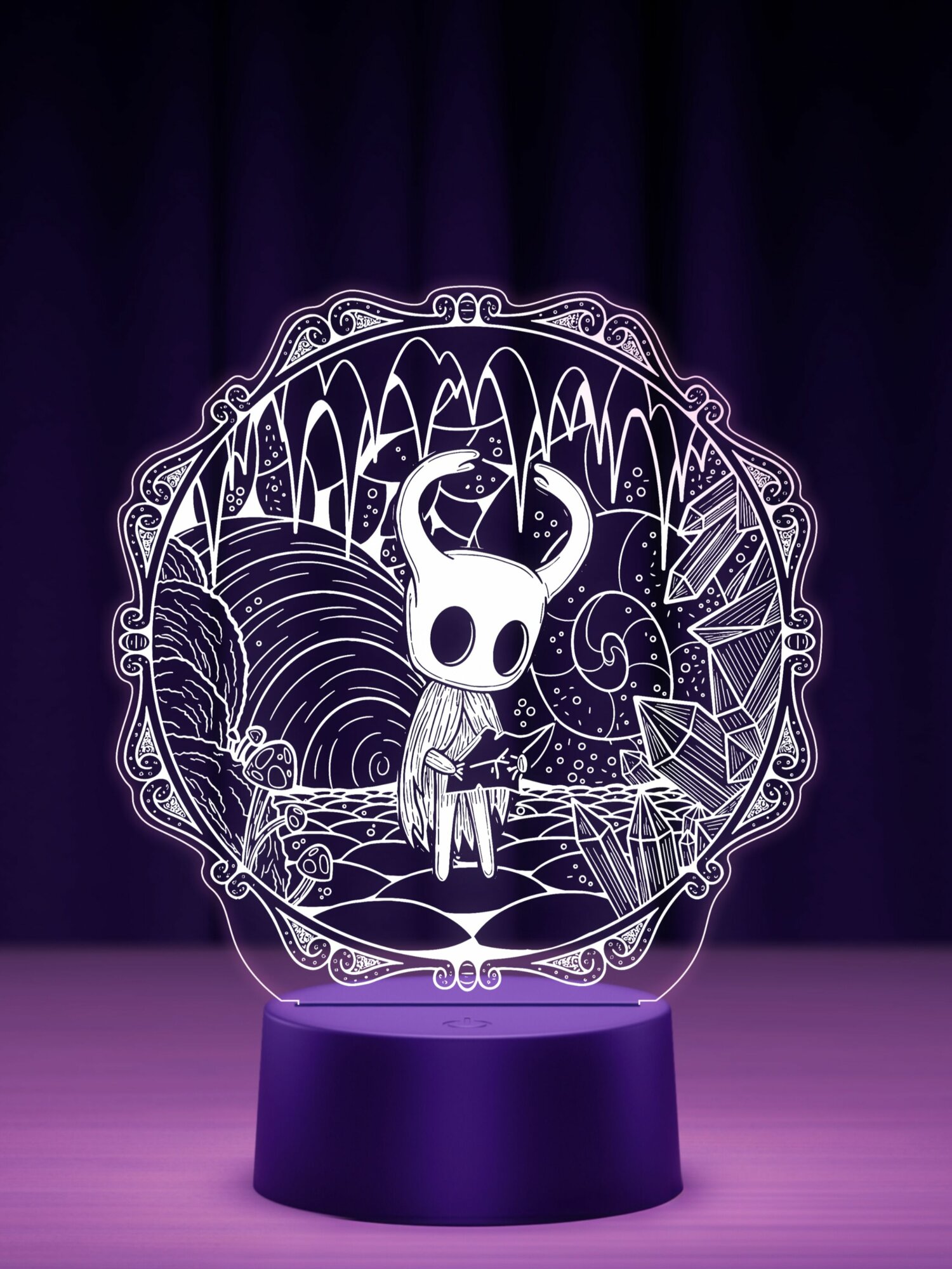 Ночник Игра Полый Рыцарь - Hollow Knight. Подарок геймеру — декор для игровой комнаты с символикой популярных игр, узнаваемыми персонажами и атмосферой киберспорта.