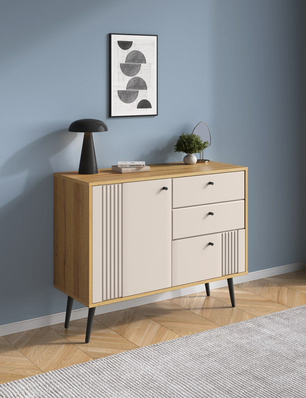 Комод Кураж "Вега Саксония", ЛДСП, МДФ, 105 см x 40 см x 80 см, с направляющими скрытого монтажа