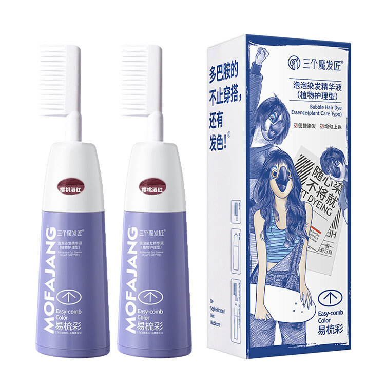 Краски и отбеливатели для волос унисекс Three Trolls 5690682, Easy-to-Comb 200ML-Cherry Burgundy *2 (Long Hair Compatibility)
