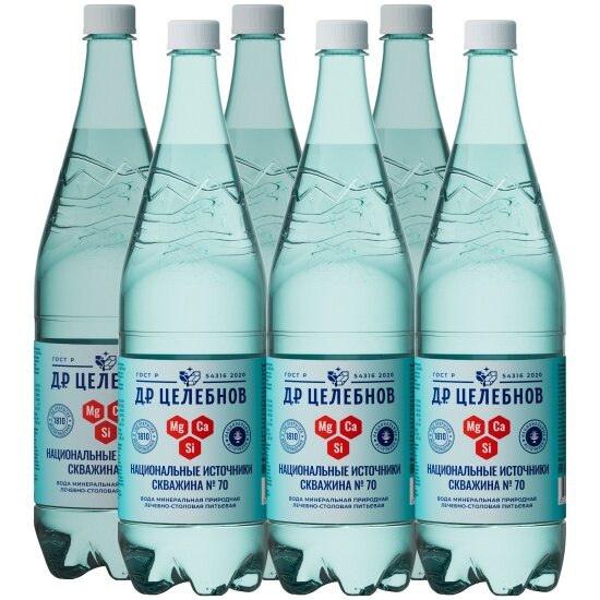 Вода минеральная Д. р. Целебнов газированная ПЭТ 1,5л (6 штук в упаковке)