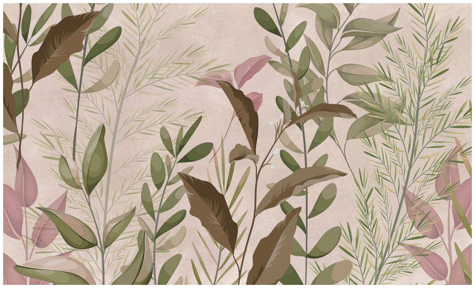 Фотообои Уютная стена "Полевые листья крупно" 450х270 см Бесшовные Премиум (единым полотном)