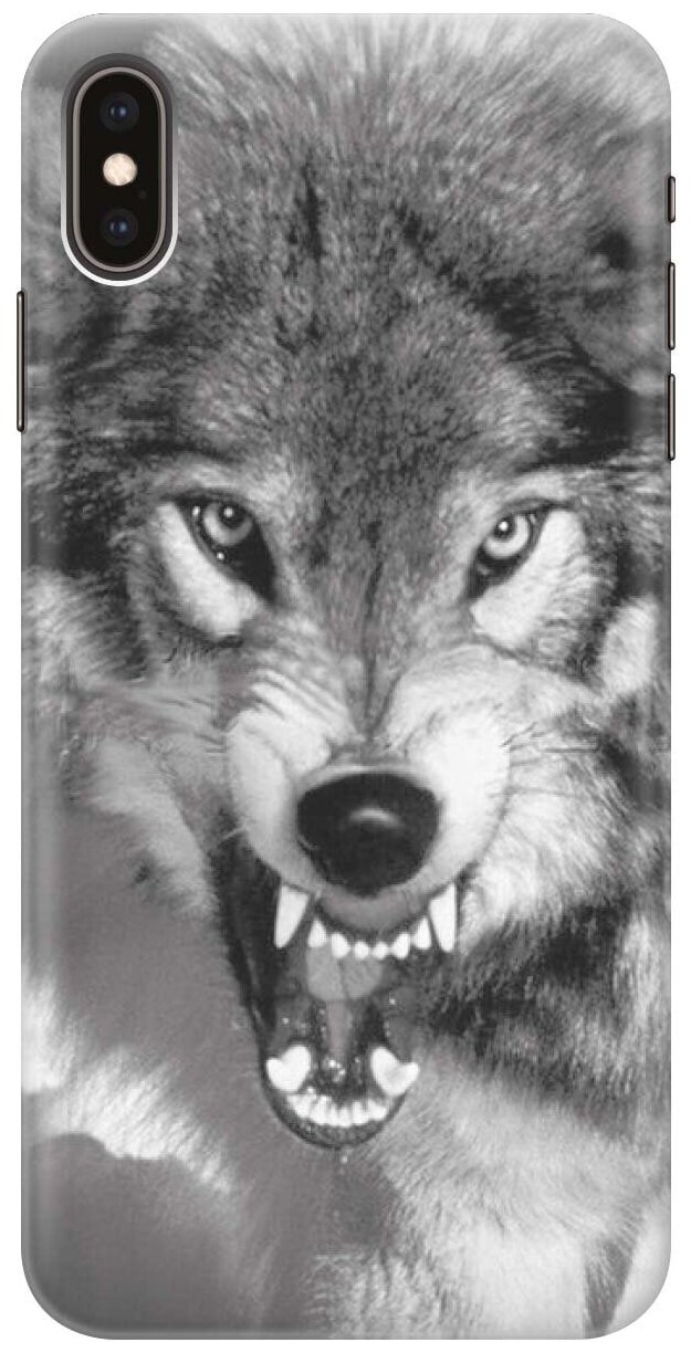 Силиконовый чехол на Apple iPhone XS Max / Эпл Айфон Икс Эс Макс с рисунком "Волчий оскал"