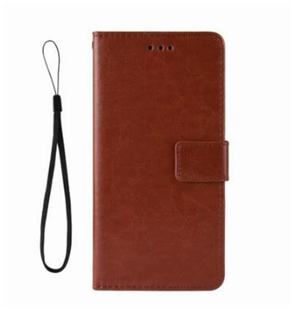 Чехол-книжка MyPads, для Samsung S20+, встроенный держатель, из кожи, коричневый