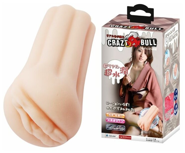 Мастурбатор-вагина Crazy Bull с эффектом смазки, Baile, термопластичная резина (TPR), телесный