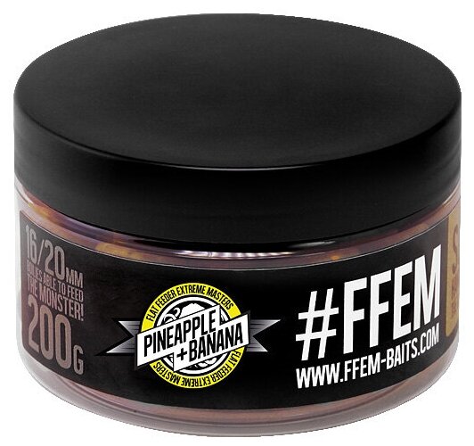 FFEM Бойлы растворимые Super Soluble Boilies Pineappel+Bananas 16/20мм (200г)