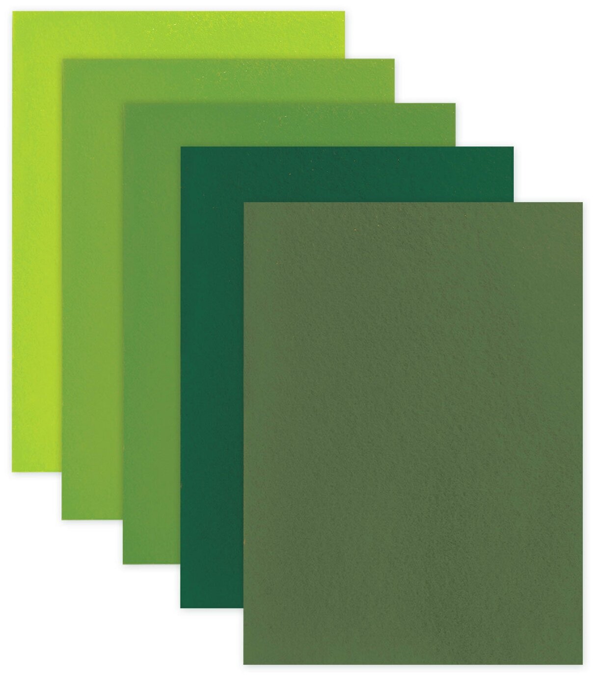 Упаковка 10 шт. Цветной фетр мягкий А4, 2 мм, 5 листов, 5 цветов, плотность 170 г/м2, оттенки зеленого, остров сокровищ, 660643