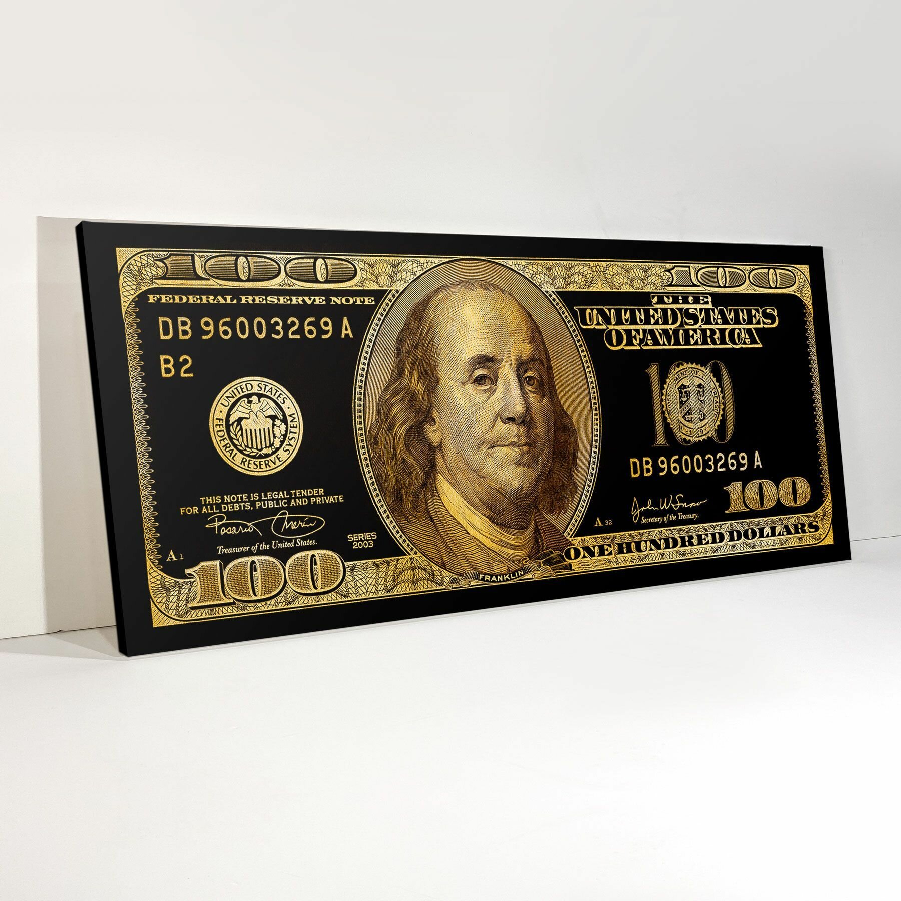 Картина 100 Долларов Черно-Золотые на холсте70х30см