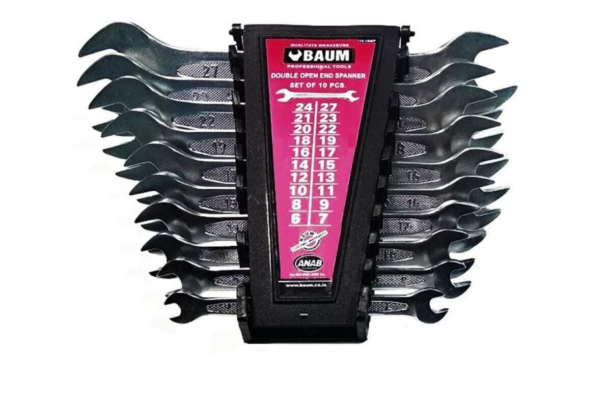 Набор рожковых ключей в пластиковом держателе BAUM10-10МР, 6х7мм - 24х27мм 10 предметов