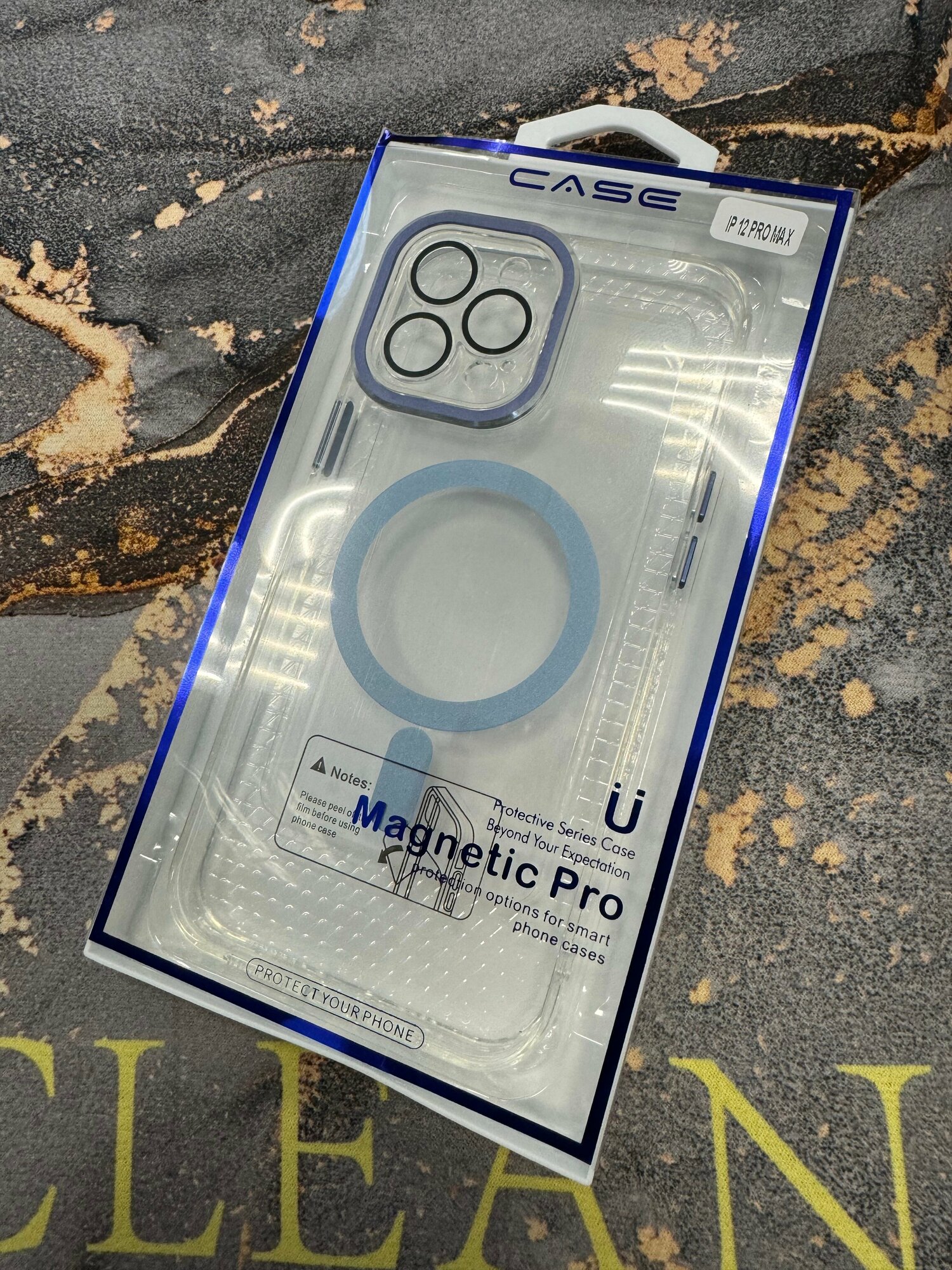 Чехол MyPads "Brum", для iPhone 14 Pro Max, защита камеры, прозрачный, голубой