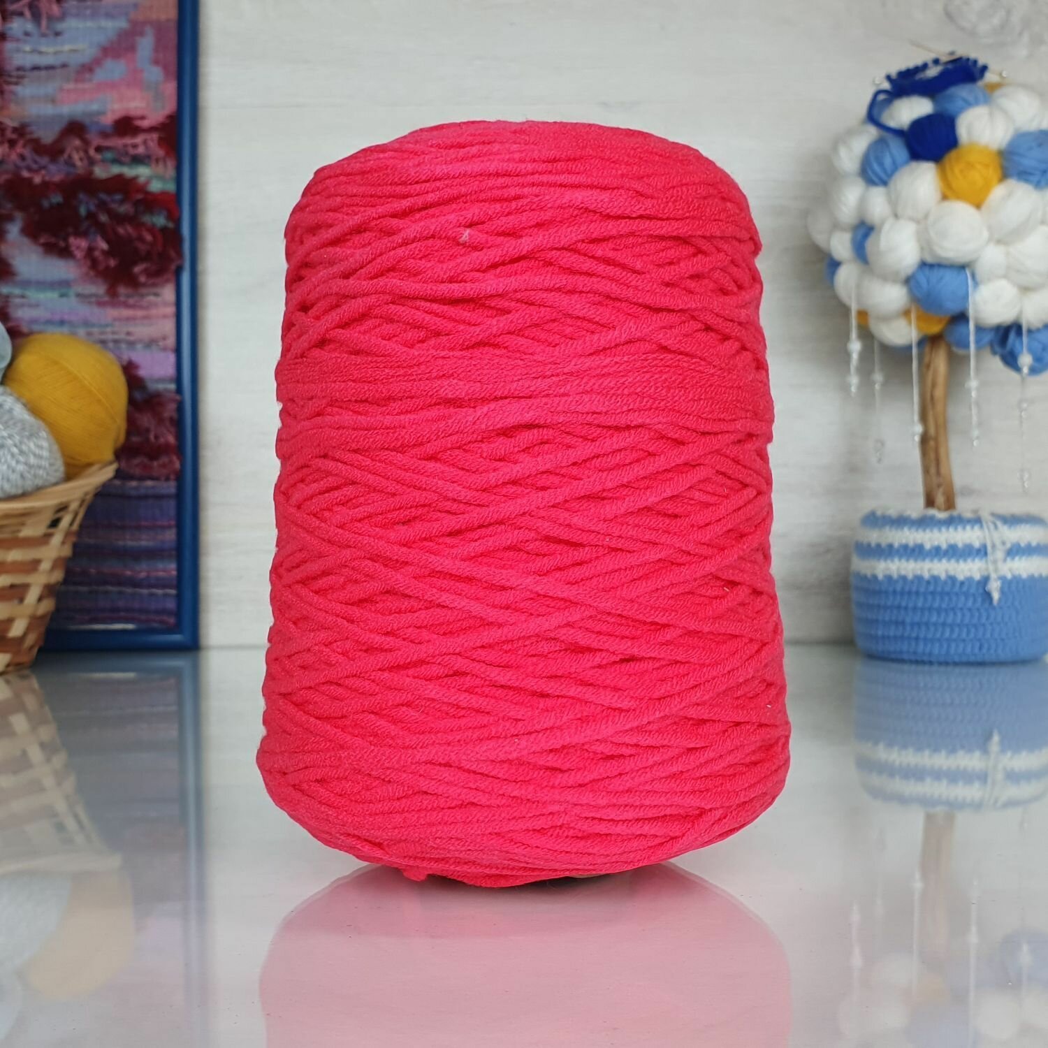 Пряжа MALIK HOBBY Соловей, тафтинг, коралловый - 11, 100% акрил, 1 бобина, 400 г, 400 м.