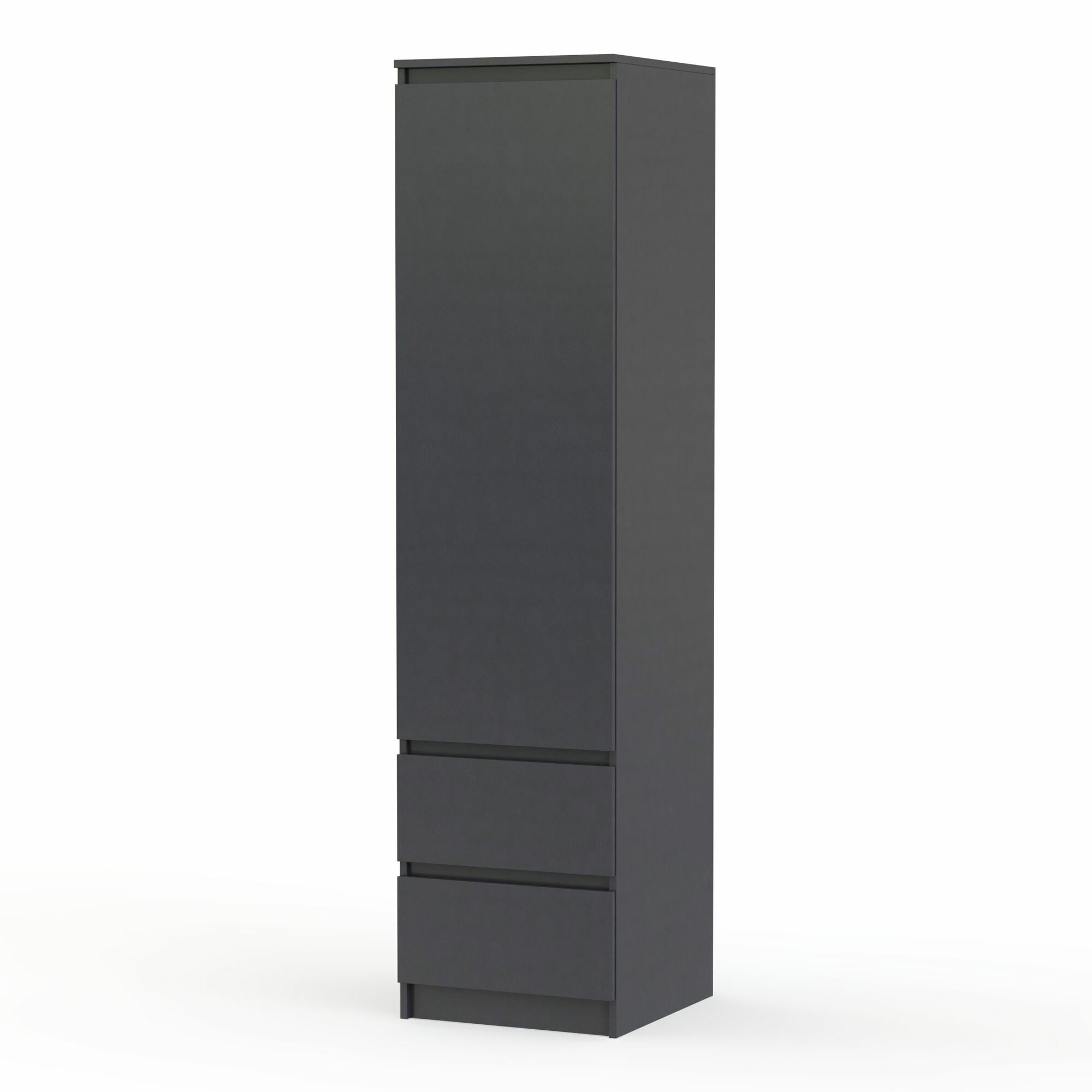 Шкаф-пенал однодверный черный с ящиками и полками