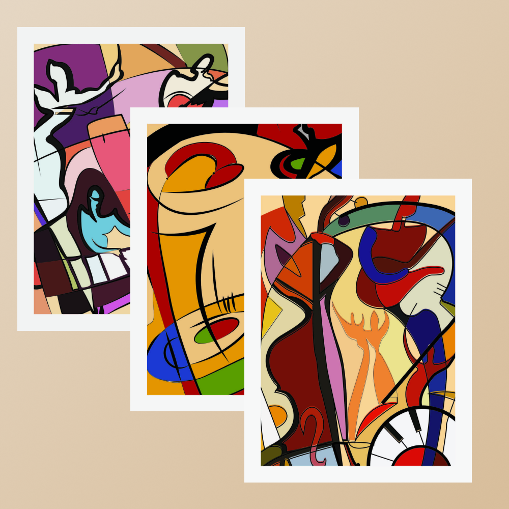 Постеры интерьерные (3 штуки, 30х40 см). Картины /декор для дома / интерьерный коллаж. Арт.6-041