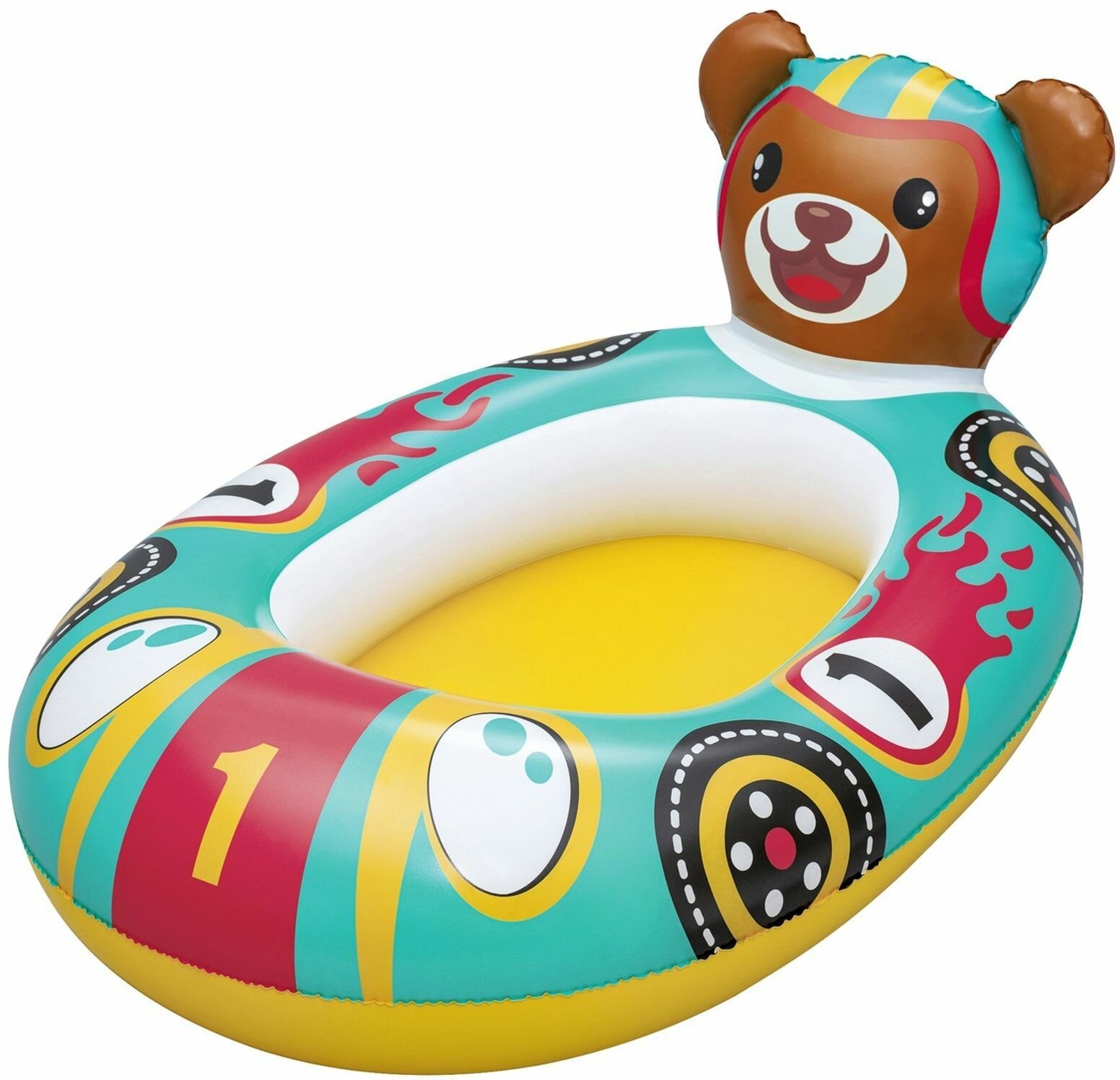 Надувная лодочка для плавания Bestway "Зверята", плот-тренажер для купания, детская лодка с надувным дном, от 3 лет