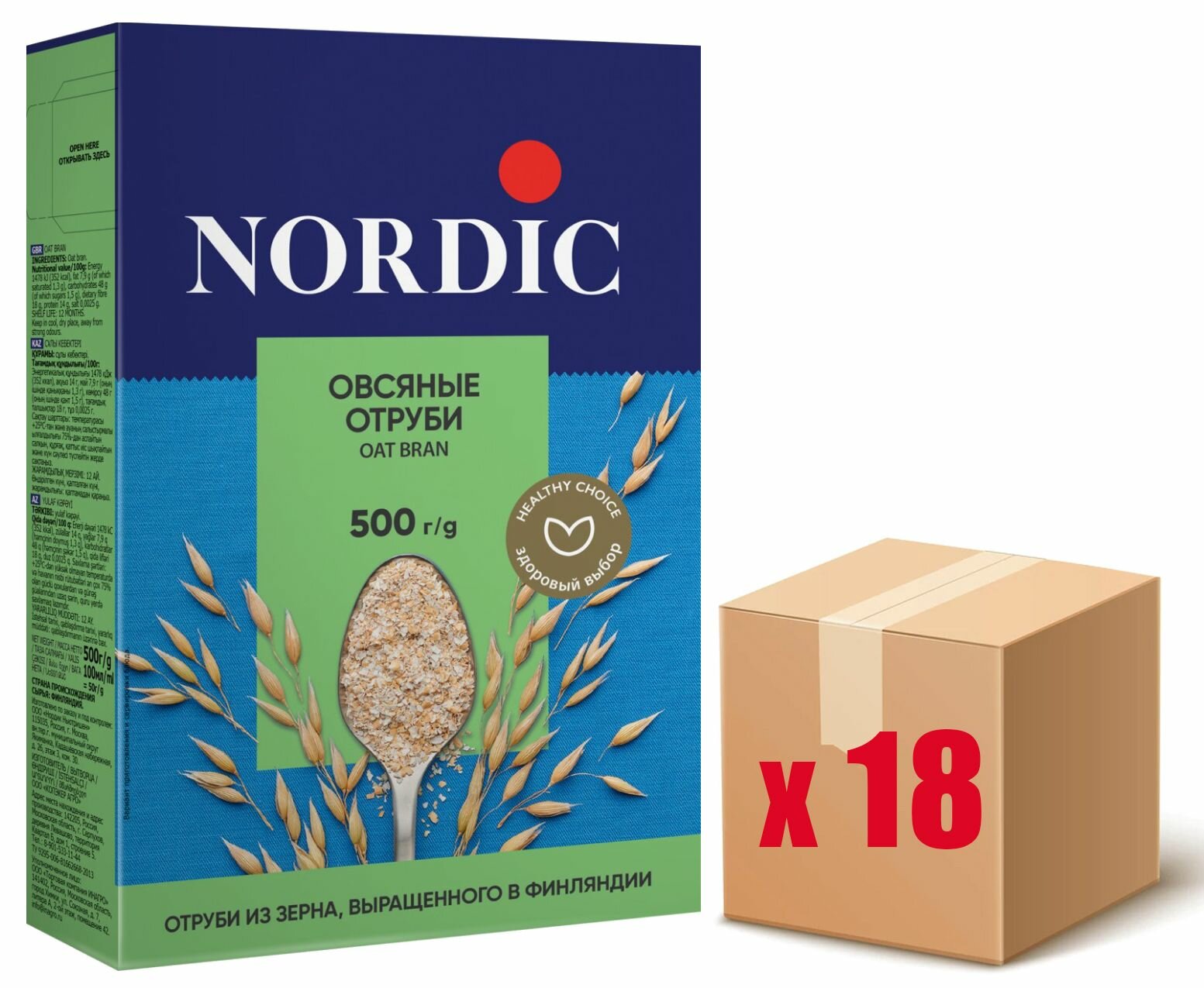 Nordic овсяные отруби, 500г х 18шт