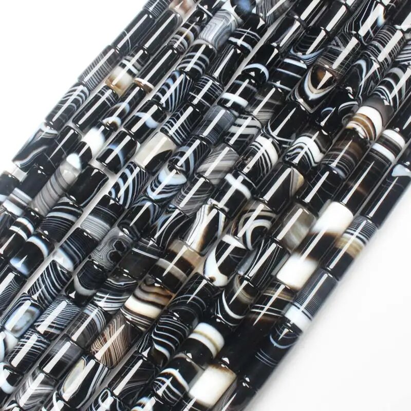 Бусины из агата, сардоникса и оникса лаerf beads 8x20mm