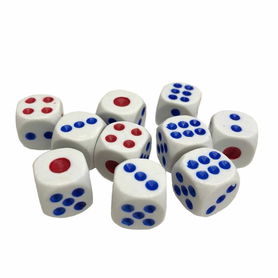Игральные кости Без бренда, пластик, 15x15x15мм, комплект 100шт, белые