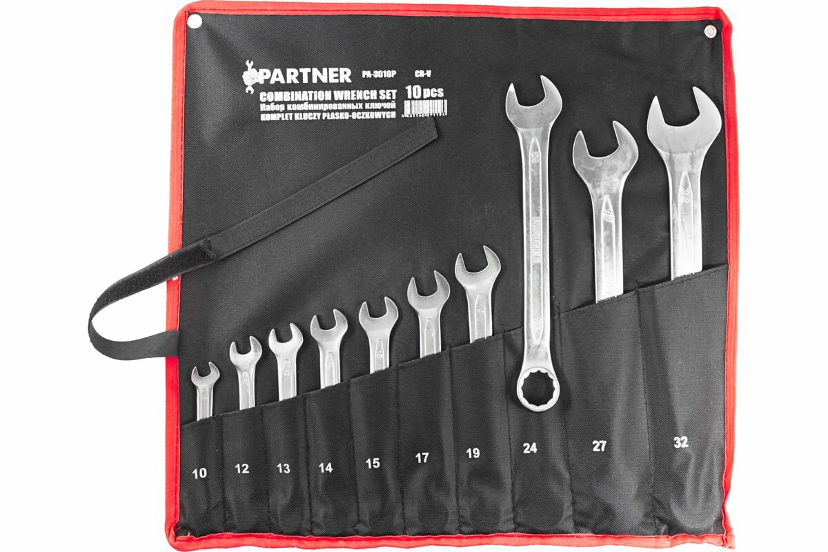 Partner Набор ключей комбинированных 10пр(10,12-15,17,19,24,27,32мм)на полотне PA-3010P(28354)