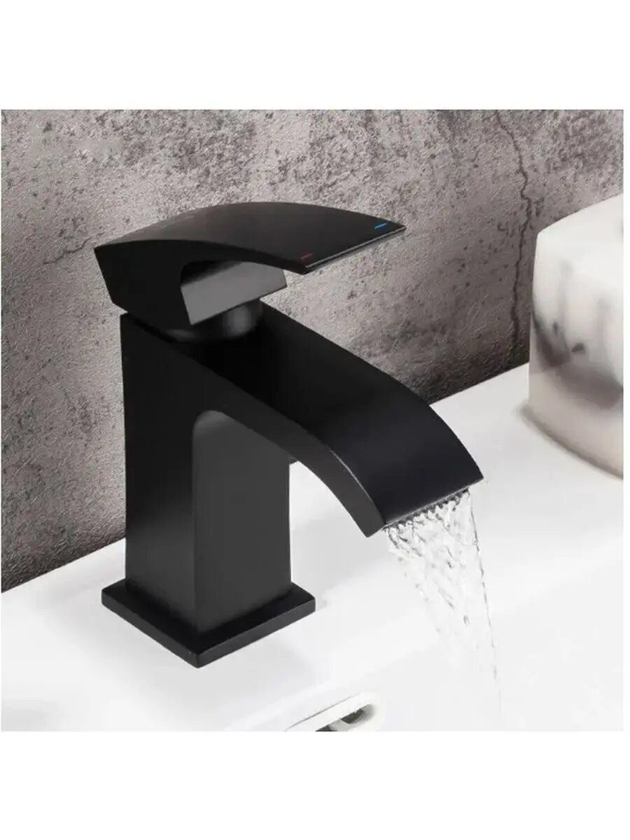 Смеситель для раковины Gappo G07 G1007-6 латунь, в чёрном цвете