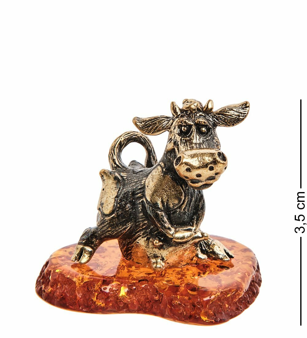 Фигурка 'Корова' (латунь, янтарь)